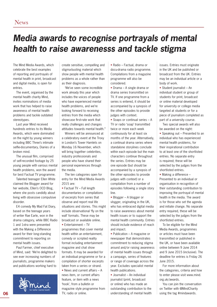 Mental Health Nursing Magazine - Mental Health Nursing June 2015 Back Issue