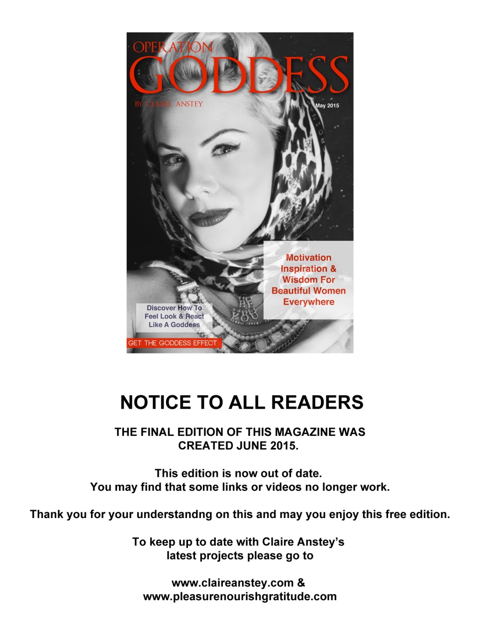 Operation Goddess by Claire Anstey Magazine Subscriptions and June 2015 ...