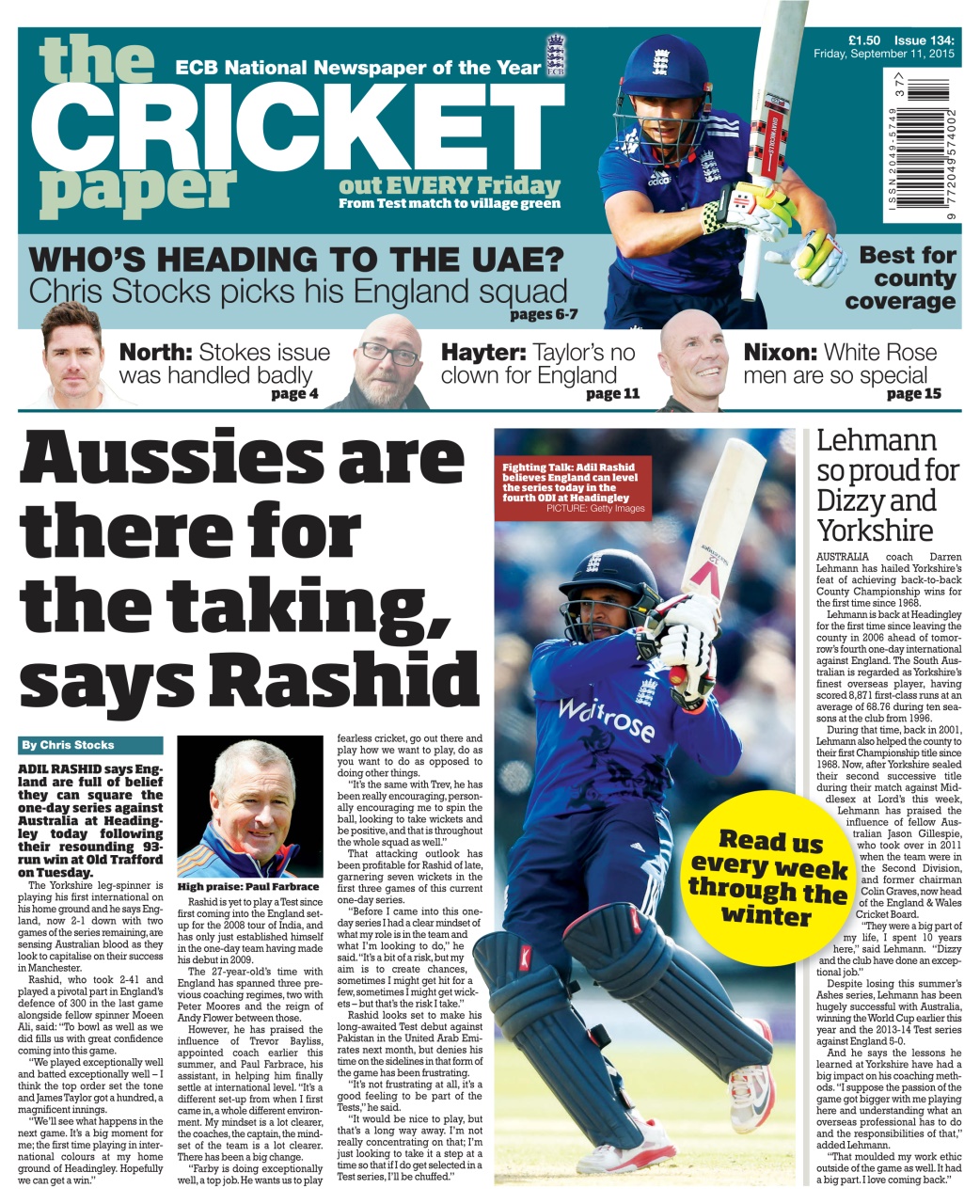 The Cricket Paper Magazine - 11th September 2015 Back Issue