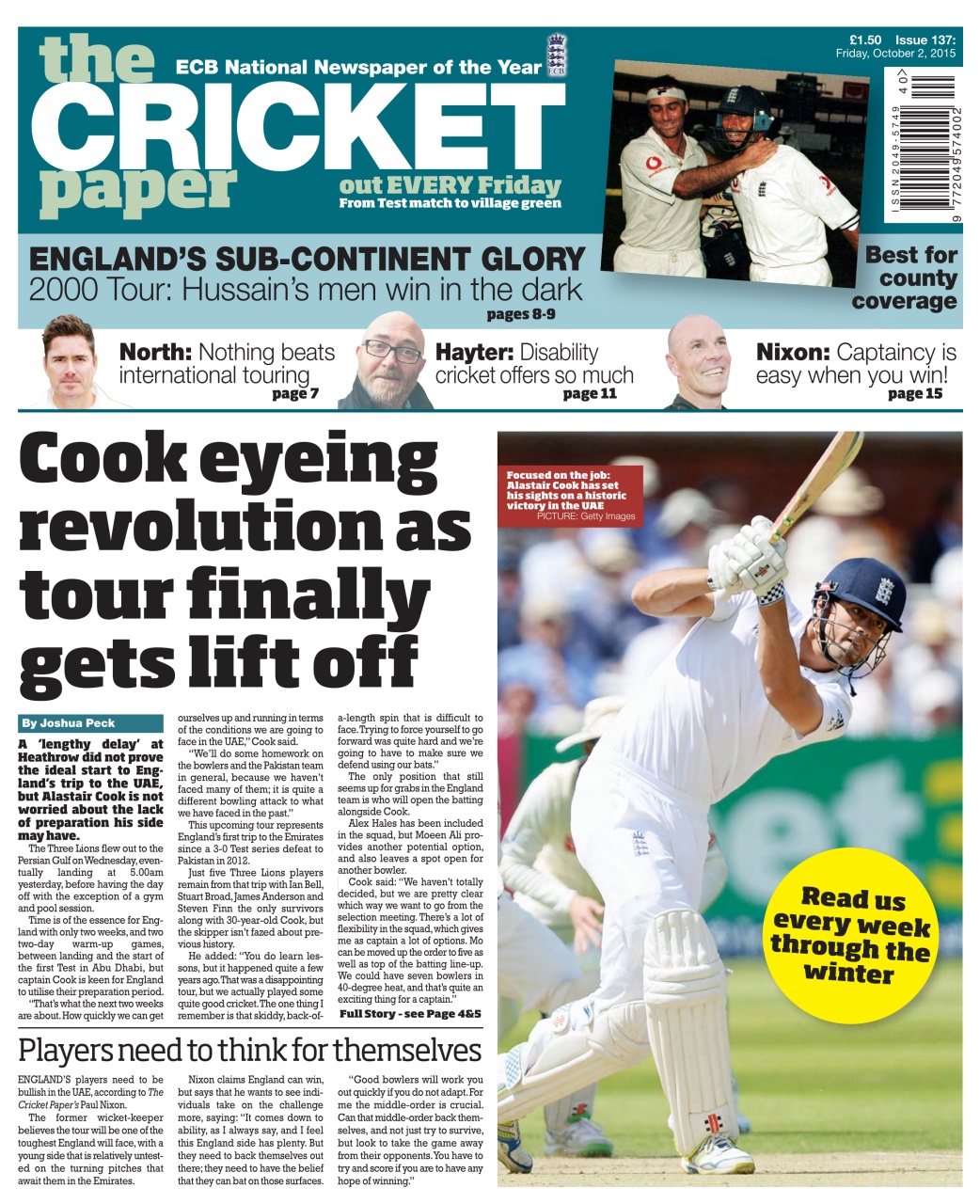 The Cricket Paper Magazine - 2nd October 2015 Subscriptions | Pocketmags