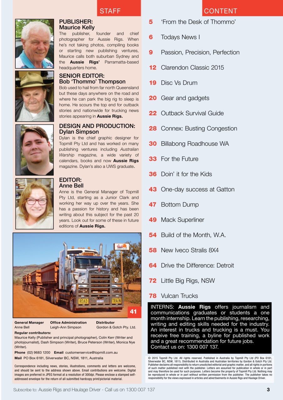Aussie Rigs and Haulage Driver Magazine - Issue 3 Back Issue