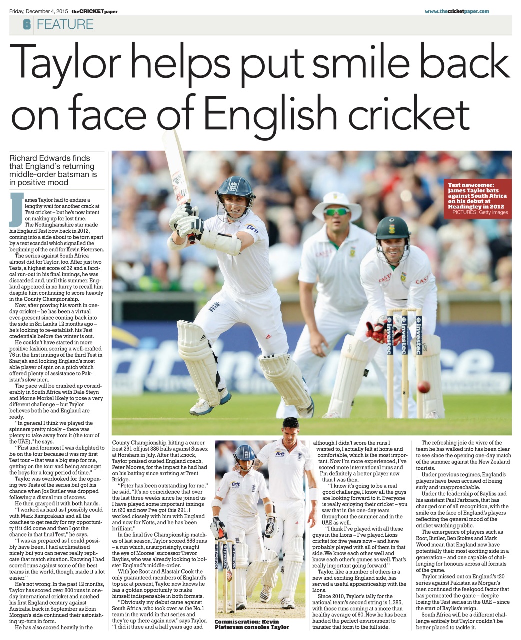 The Cricket Paper Magazine - 4th December 2015 Subscriptions | Pocketmags