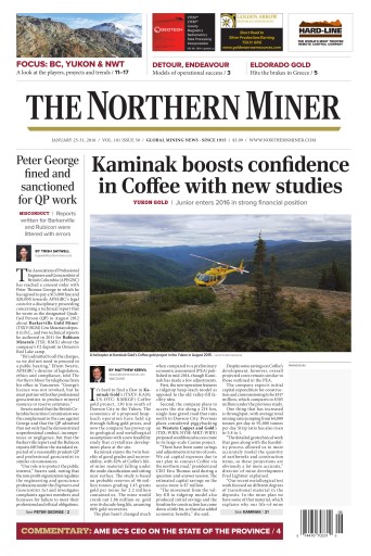 The Northern Miner Magazine - Vol. 101 No. 50 Back Issue