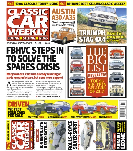 Classic Car Weekly Magazine - 27th January 2016 Back Issue