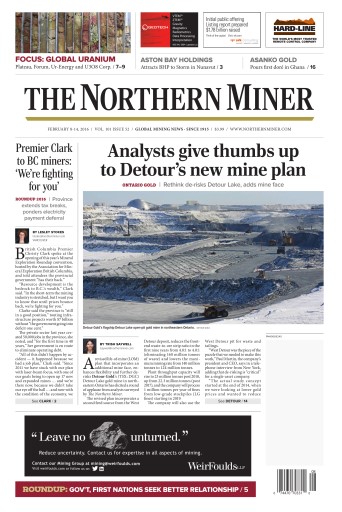 The Northern Miner Magazine - Vol. 101 No. 52 Back Issue