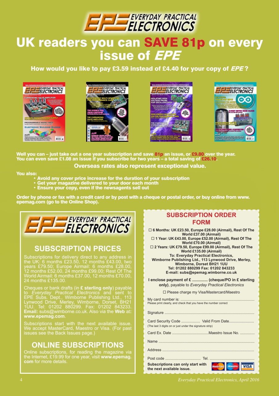 Everyday Practical Electronics Magazine - Apr-16 Subscriptions | Pocketmags