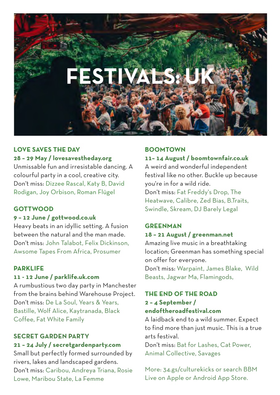 BBM Live Magazine - Culture Kicks Festival Guide Special Issue