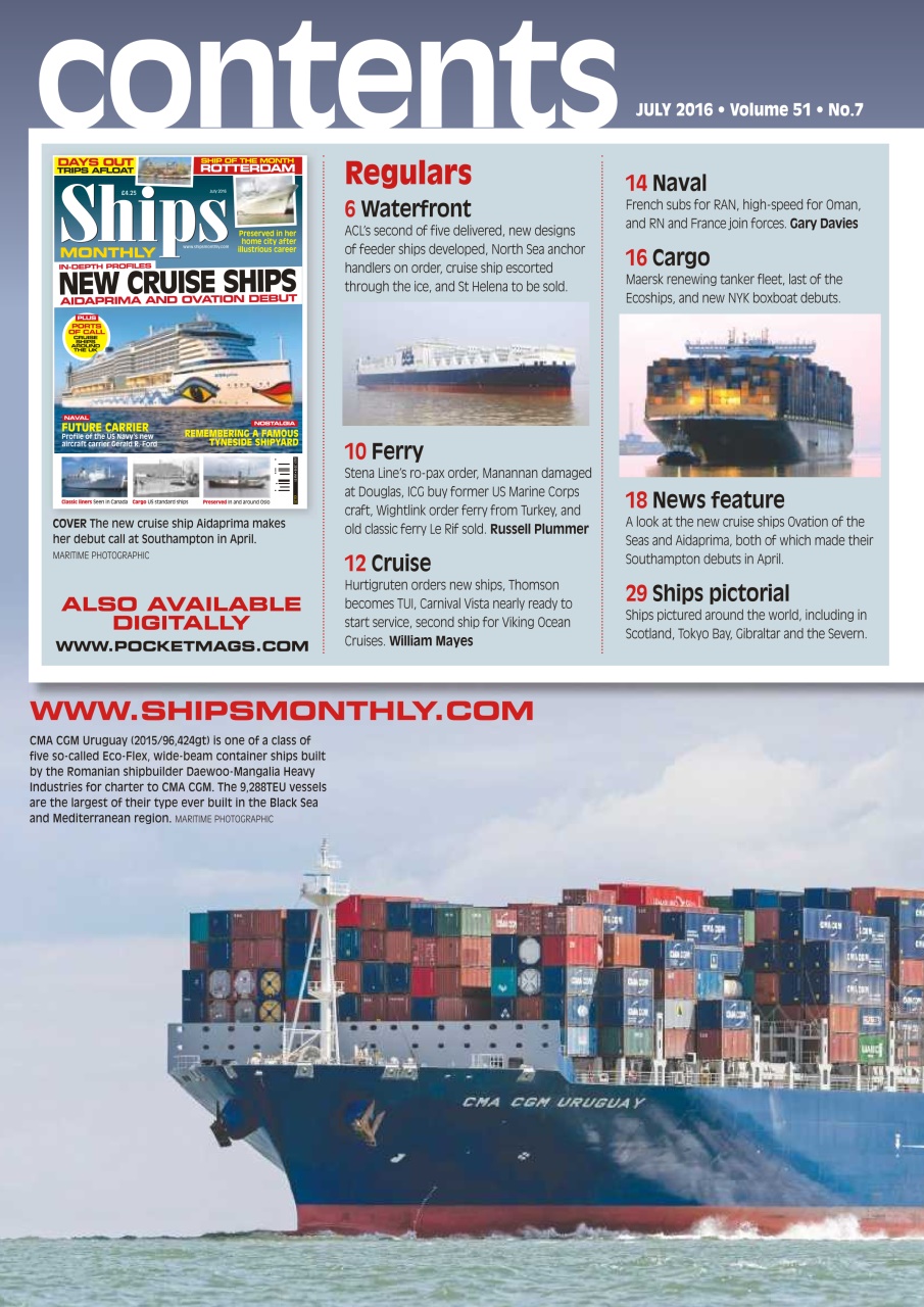 Ships Monthly Magazine - No. 619 New Cruise Ships Back Issue