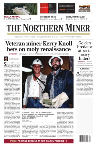 The Northern Miner Magazine - Vol. 102 No. 17 Back Issue