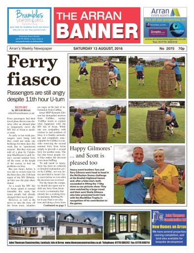 Arran Banner Magazine - 13 August2016 Back Issue