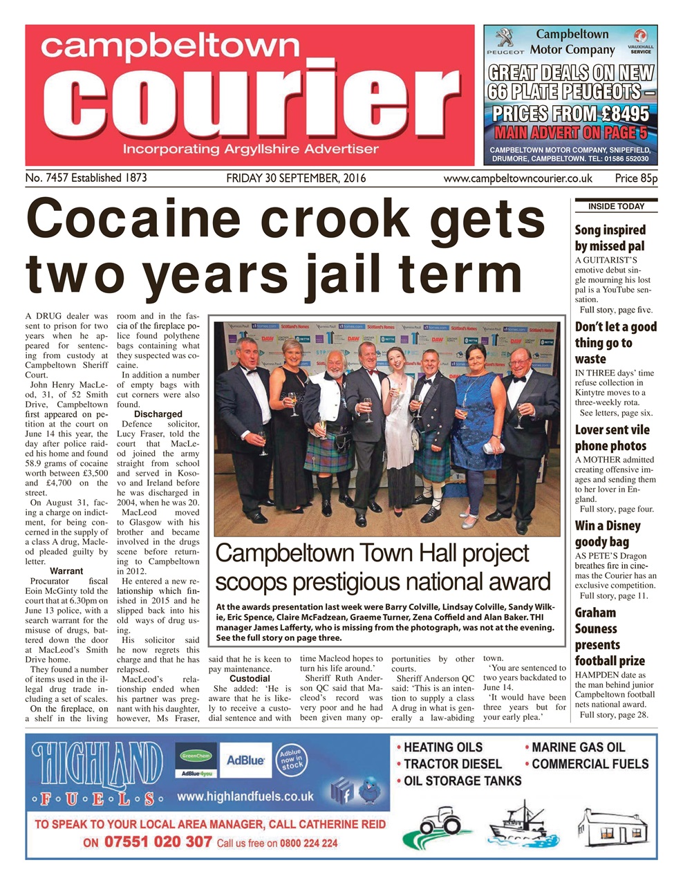 Campbeltown Courier Magazine - 30th September 2016 Back Issue