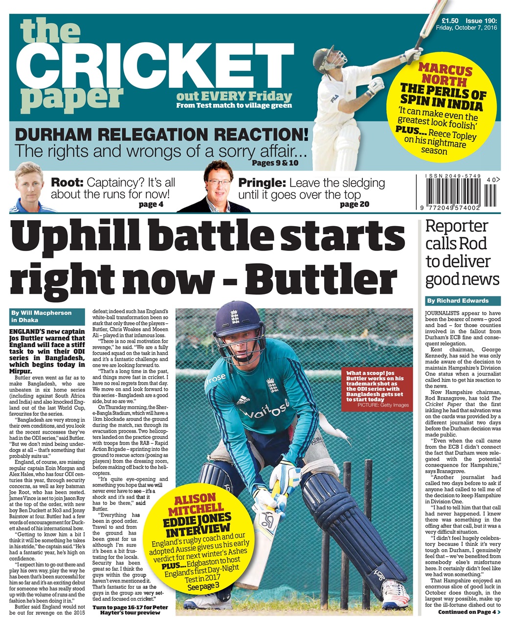 The Cricket Paper Magazine - 7th October 2016 Back Issue