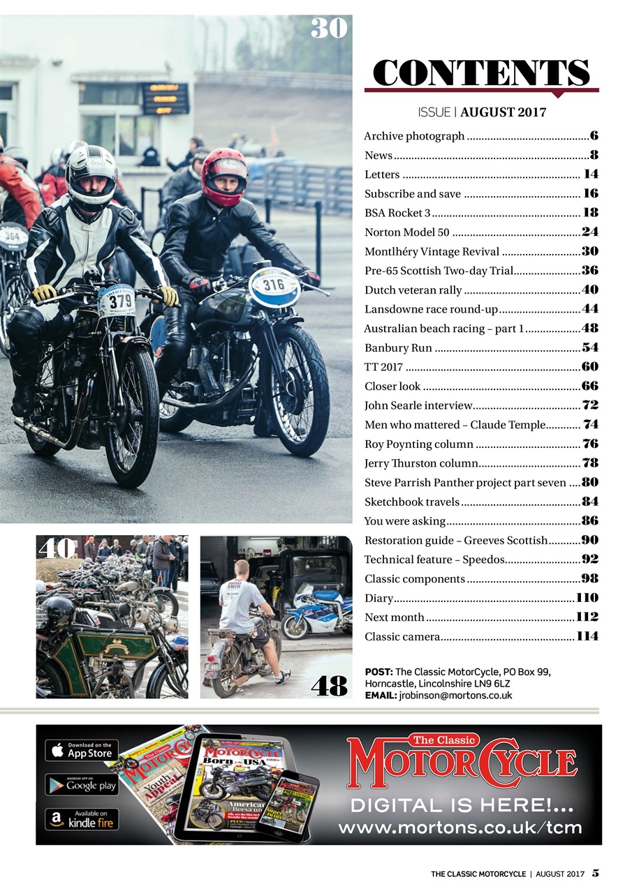 The Classic MotorCycle Magazine - August 2017 Back Issue