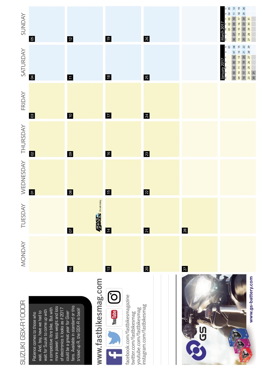 Fast Bikes Magazine - Free 2017 Calendar Special Issue