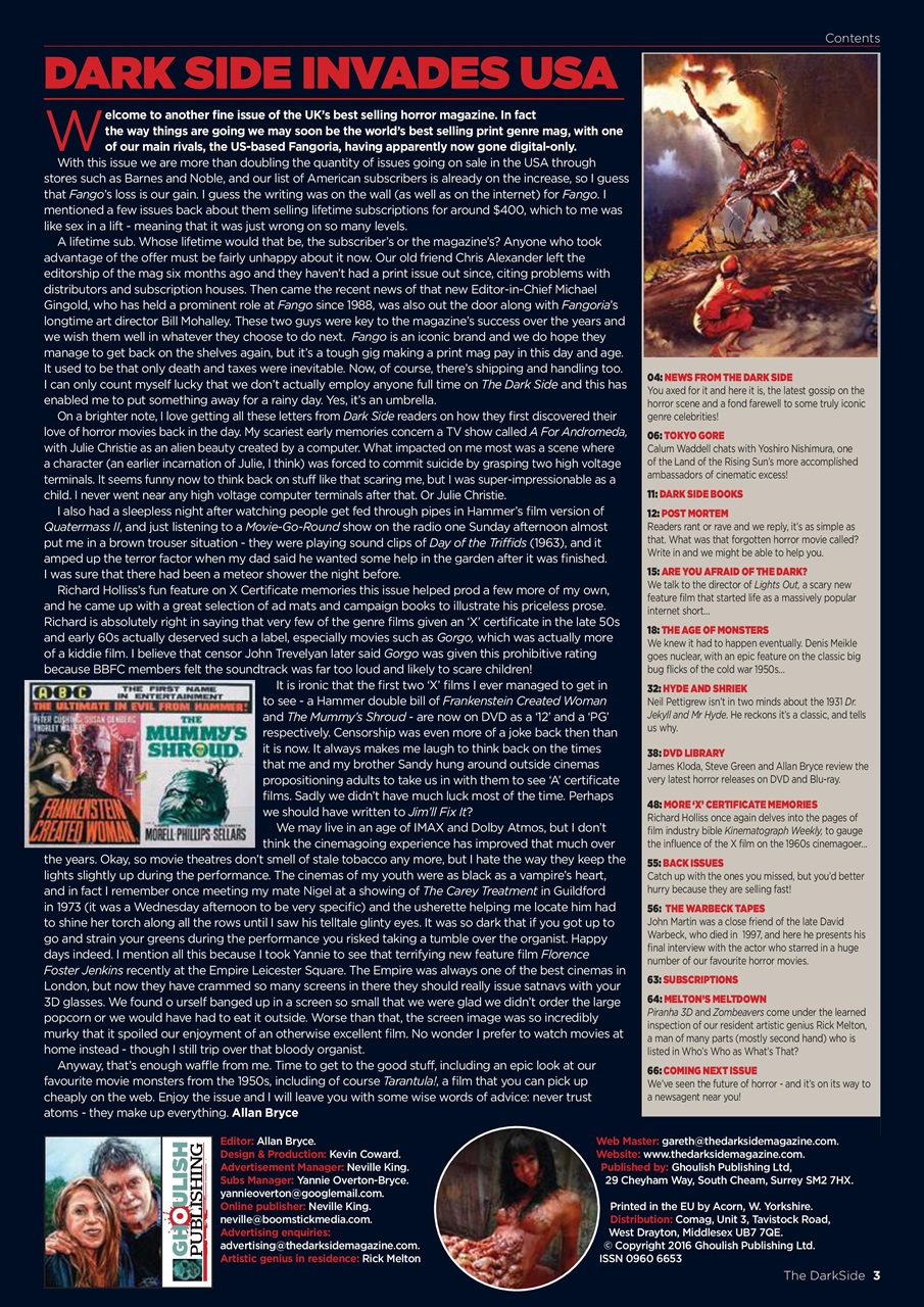 The Darkside Magazine - Issue 176: 1950s Creature Features Back Issue