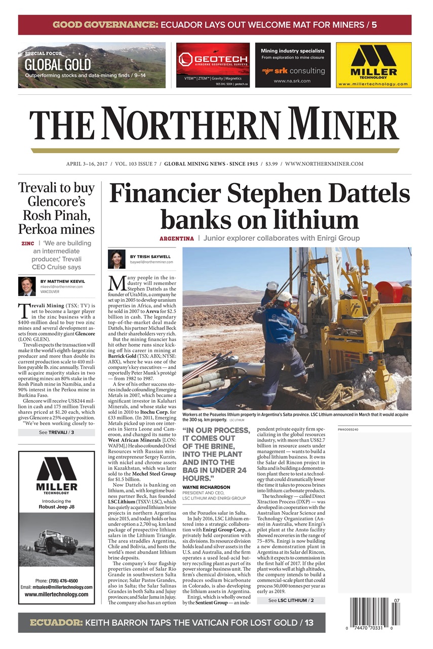 The Northern Miner Magazine - Vol. 103 No. 7 Back Issue