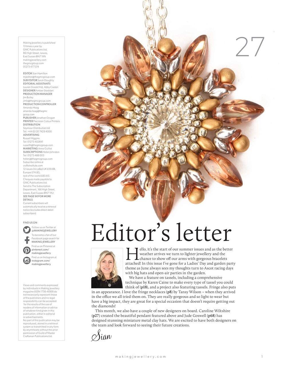 Making Jewellery Magazine - June 2017 Back Issue