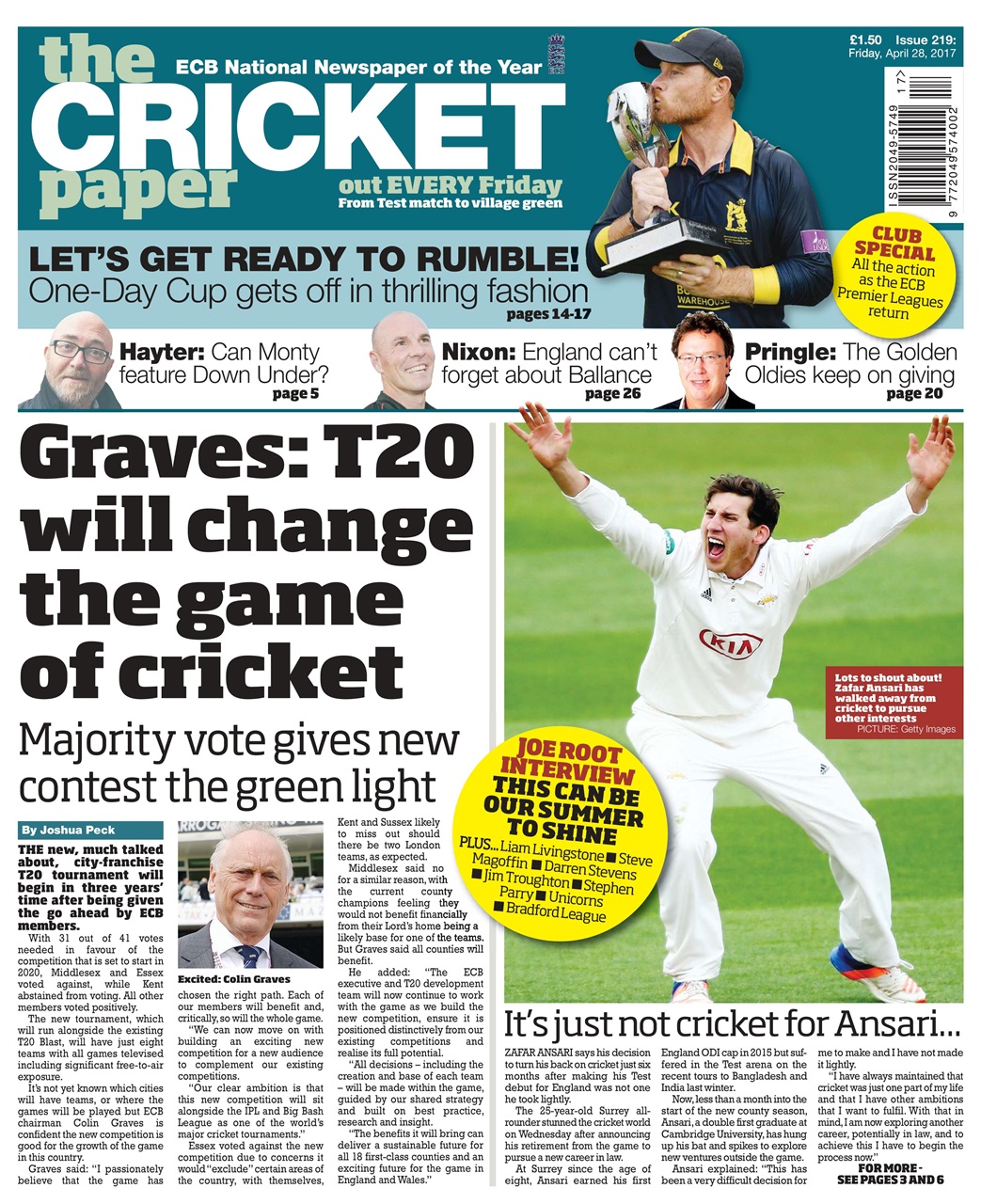 The Cricket Paper Magazine - 28th April 2017 Back Issue