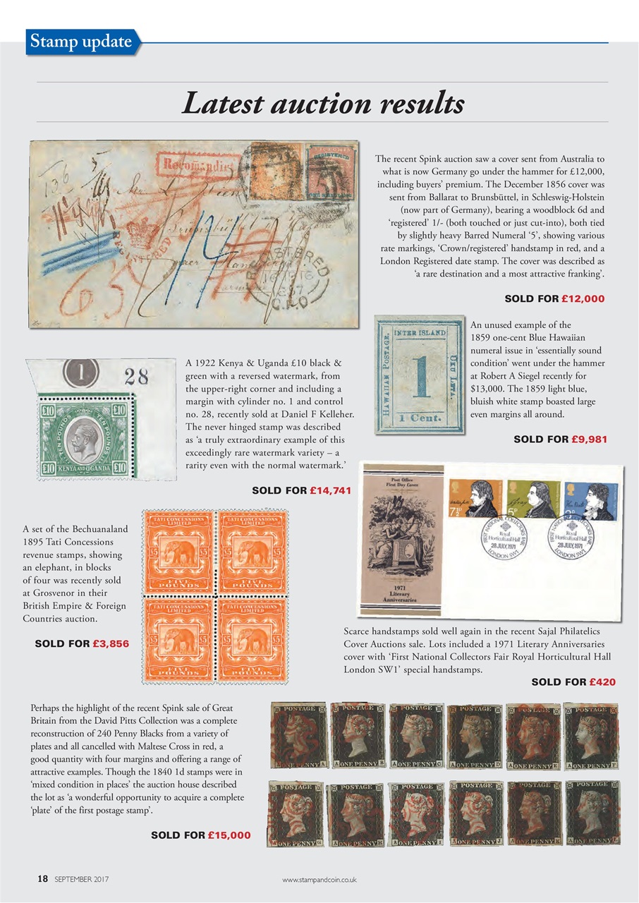 Stamp Collector Magazine - September 2017 Back Issue