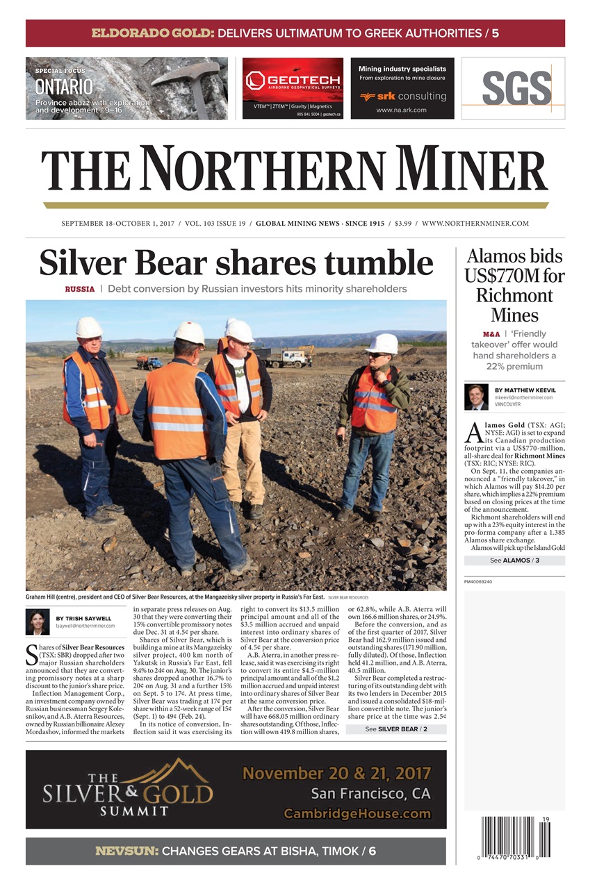 The Northern Miner Magazine - Vol. 103 No. 19 Back Issue