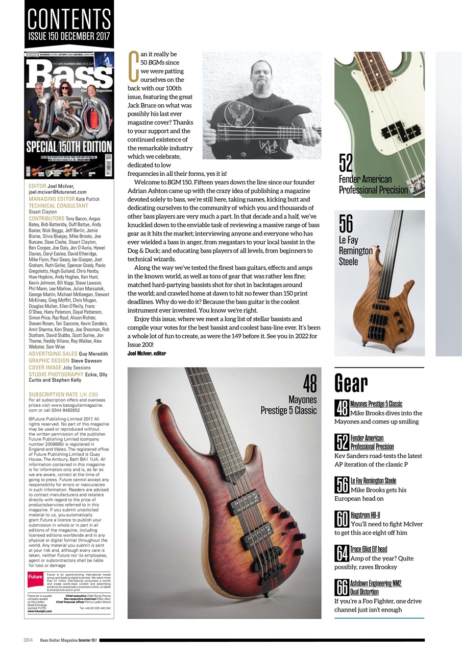 Bass Player UK Magazine - December 2017 Back Issue