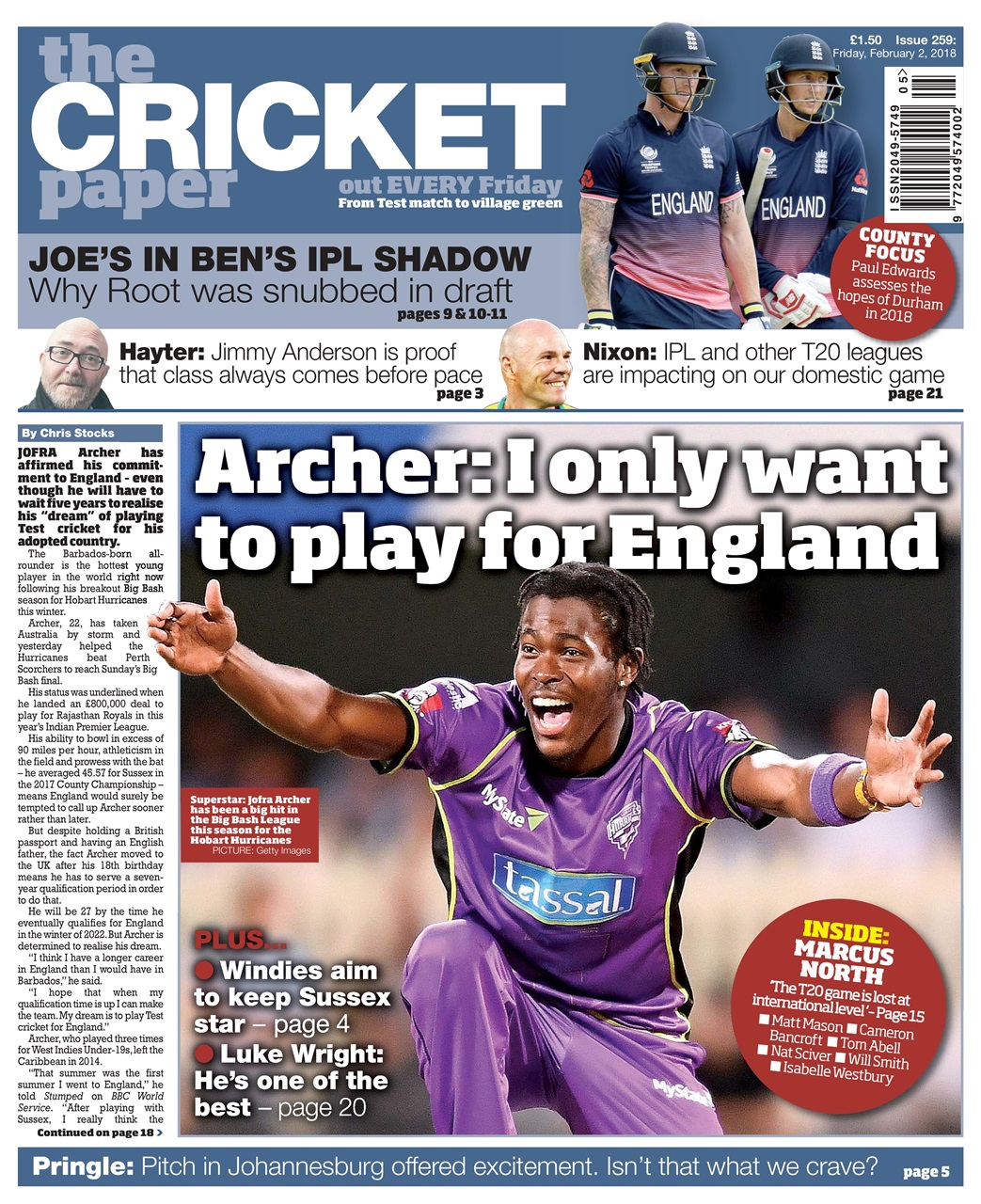 The Cricket Paper Magazine - 2nd February 2018 Back Issue