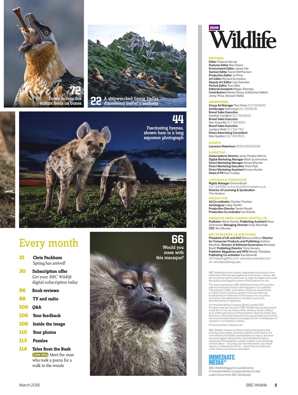 BBC Wildlife Magazine - March 2018 Subscriptions | Pocketmags