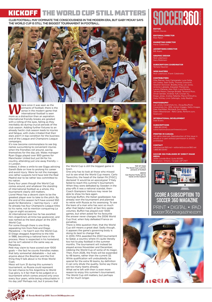 Soccer 360 Magazine - World Cup 2018 Special Back Issue