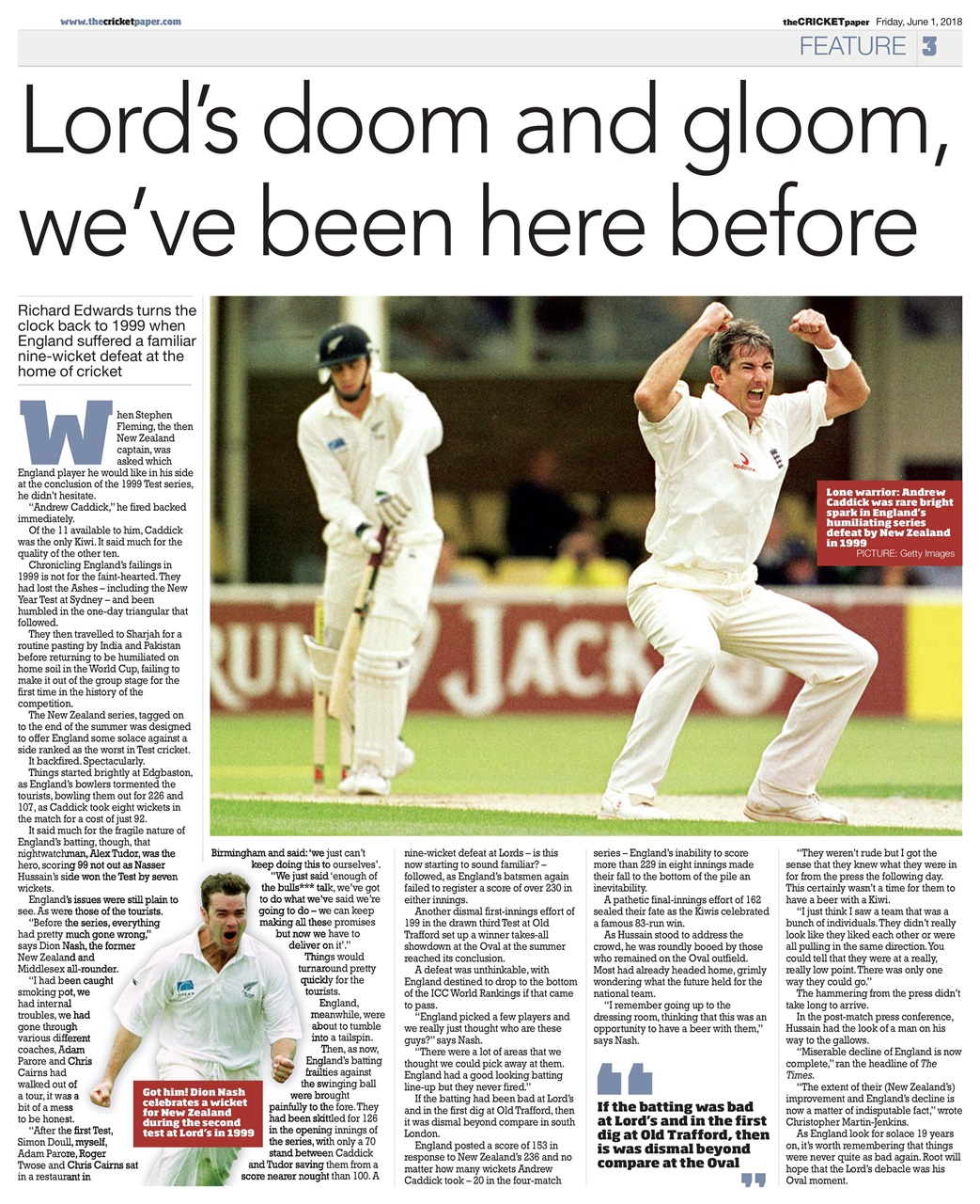 The Cricket Paper Magazine - 1st June 2018 Back Issue