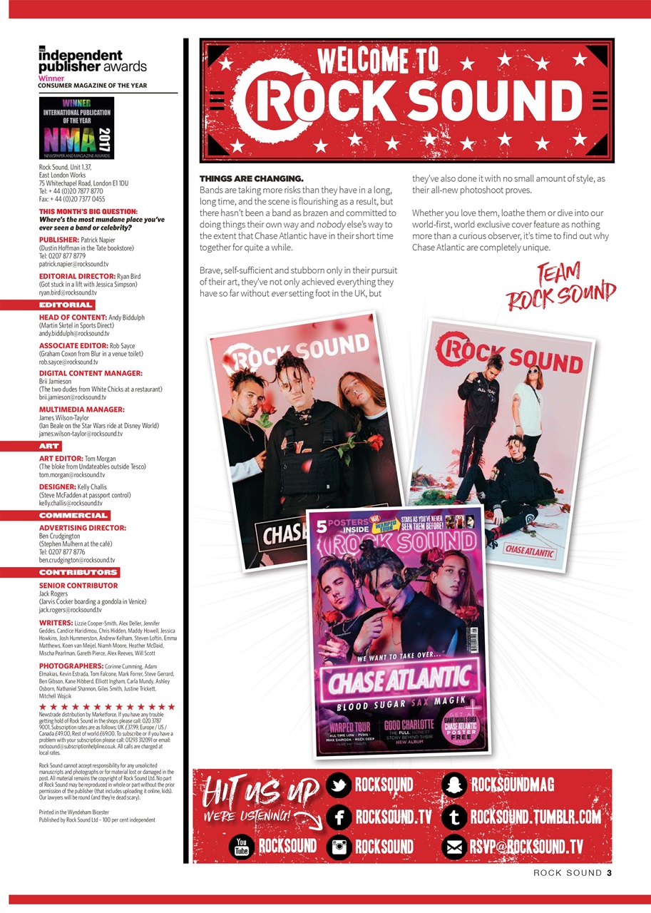 Rock Sound Magazine - Chase Atlantic: 243 Back Issue