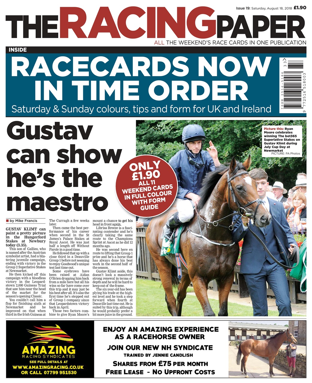 The Racing Paper Magazine - 18th August 2018 Back Issue