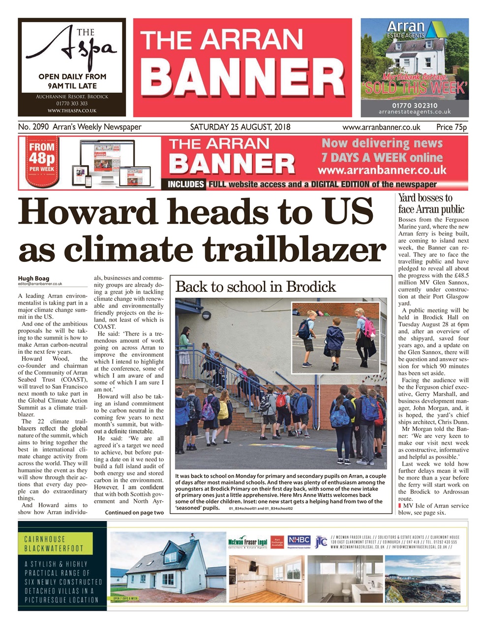 Arran Banner Magazine - 25/8/18 Back Issue