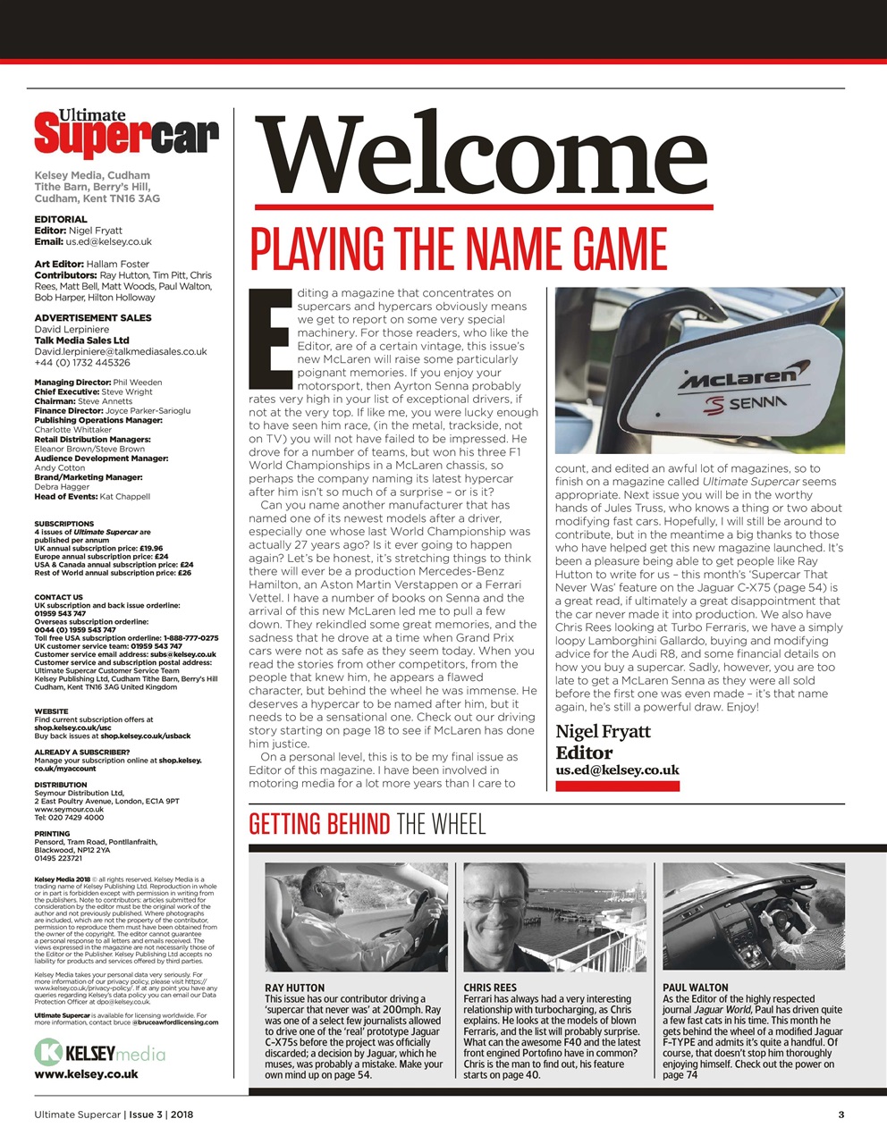 Ultimate Supercar Magazine - Volume 1 Issue 3 Back Issue