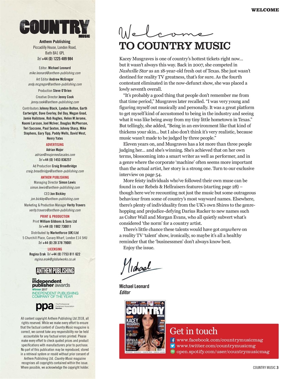 Country Music Magazine - Oct/Nov 2018 Back Issue