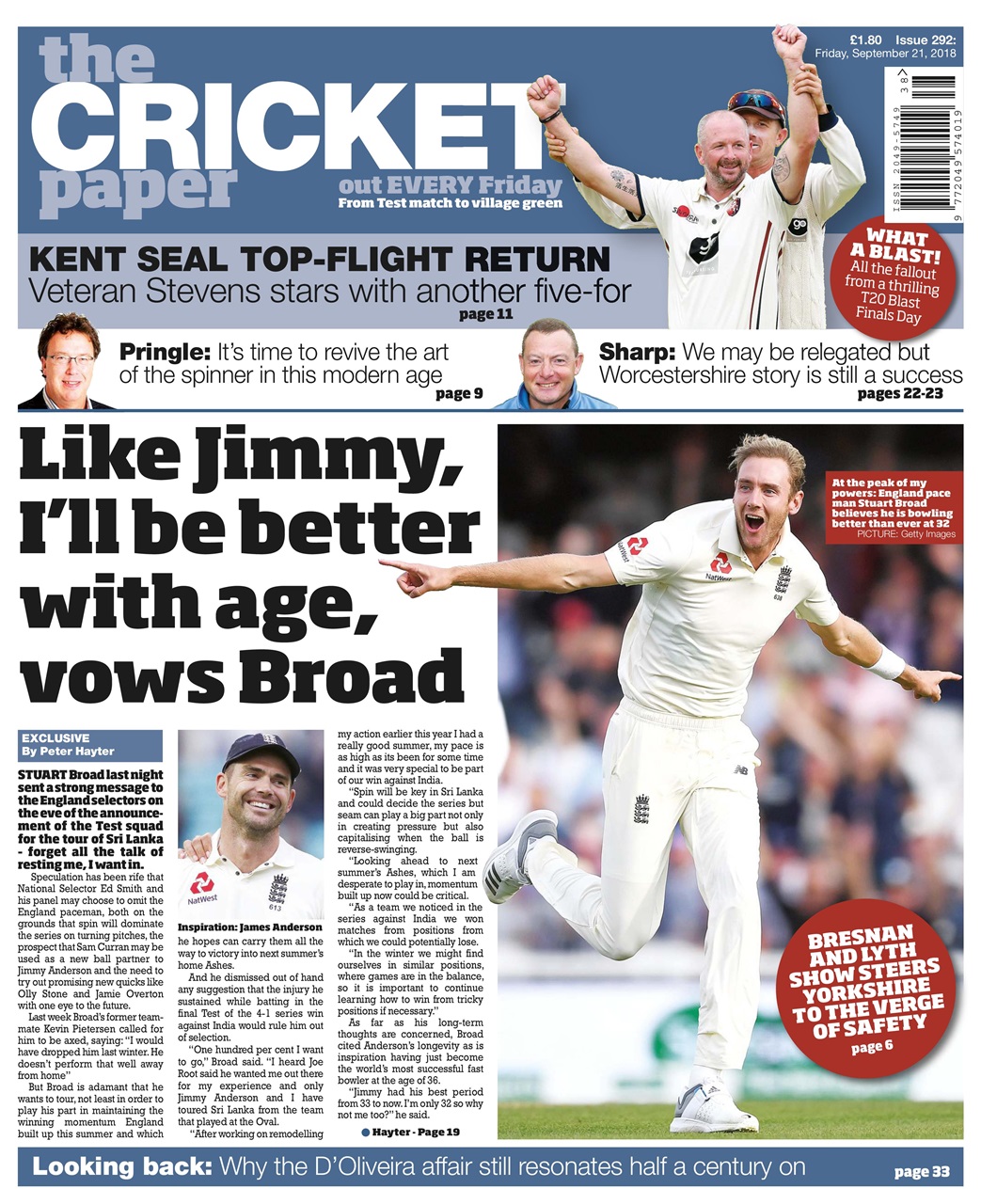 The Cricket Paper Magazine - 21st September 2018 Back Issue