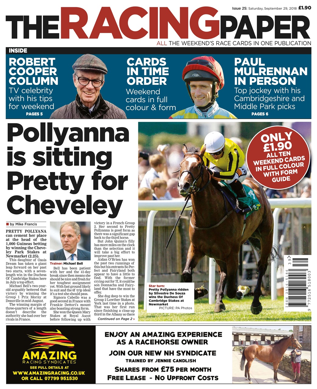 The Racing Paper Magazine - 29th September 2018 Back Issue