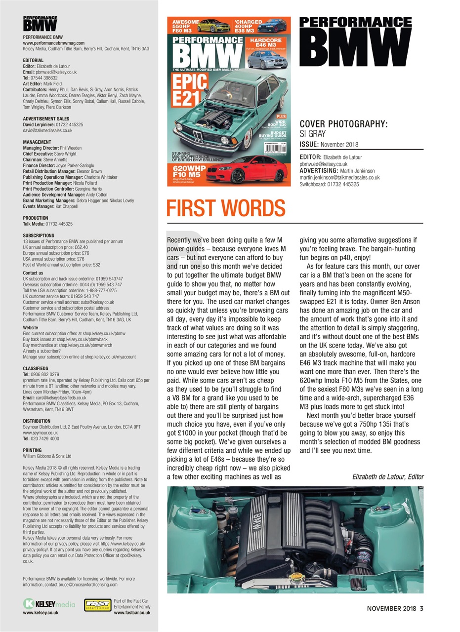 Performance BMW Magazine - November 2018 Back Issue