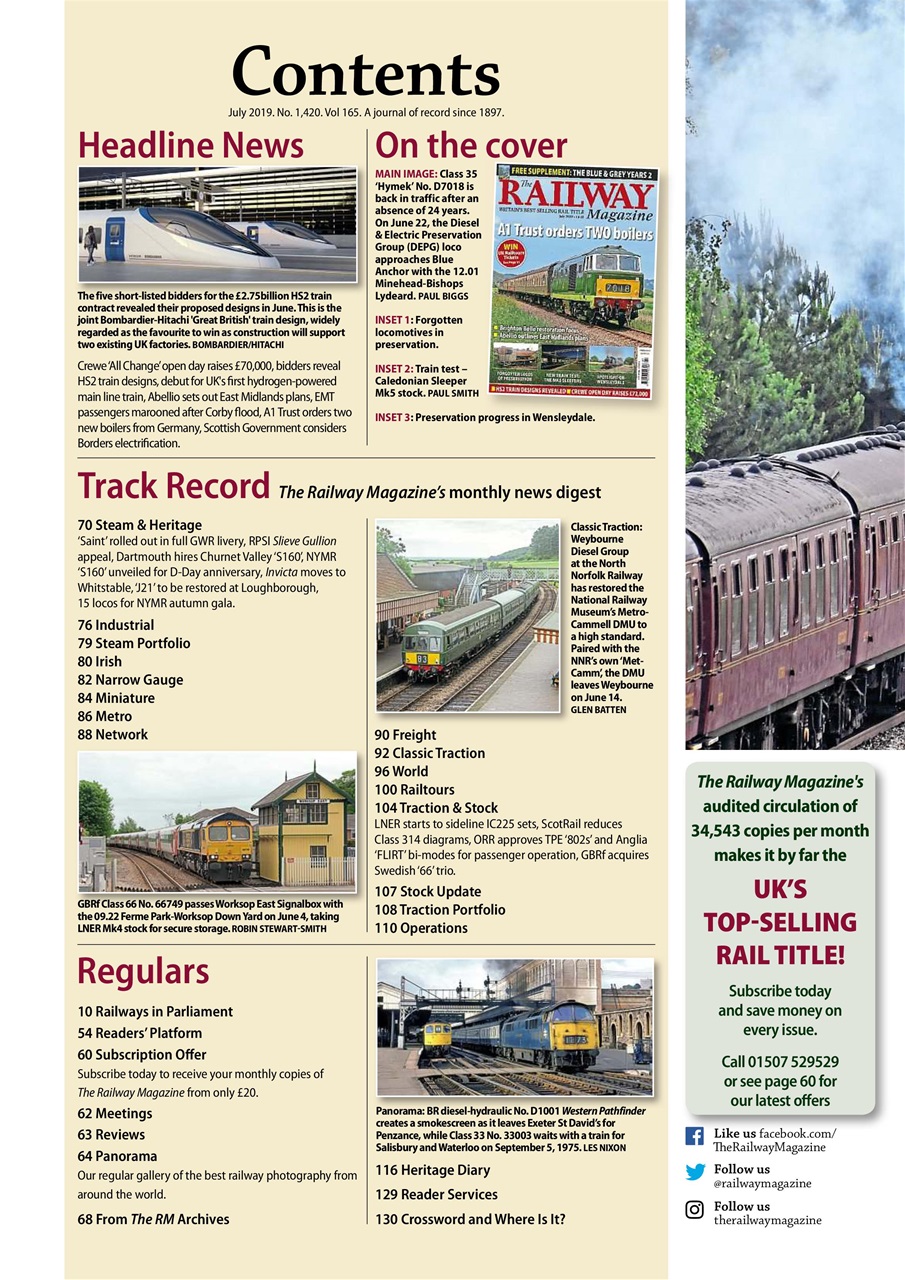 Railway Magazine - 1420 - July 2019 Subscriptions | Pocketmags
