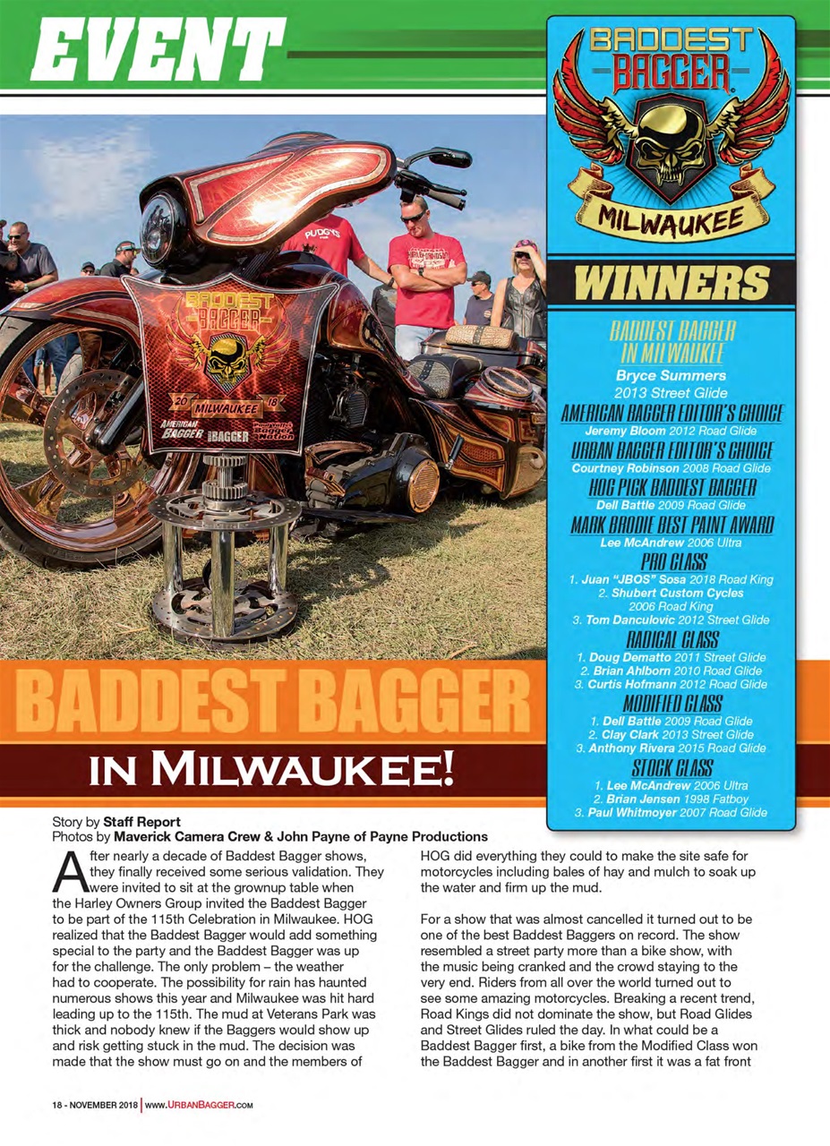 Urban Bagger Magazine - Nov-18 Back Issue