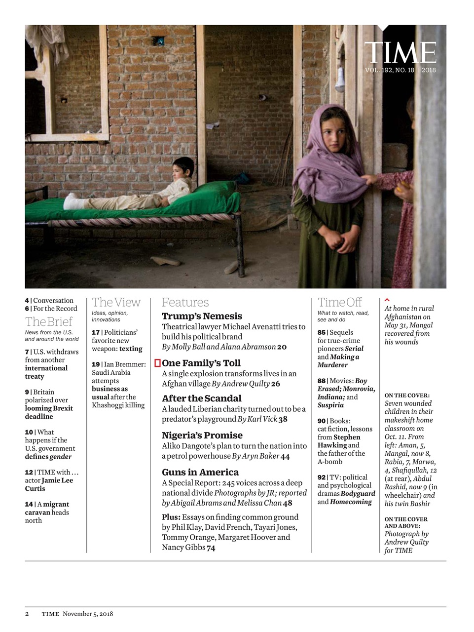 Time Magazine - 5th November 2018 Back Issue