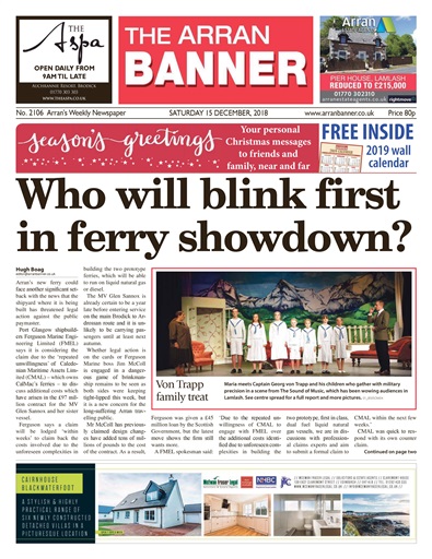 Arran Banner Magazine - 15th December 2018 Subscriptions | Pocketmags