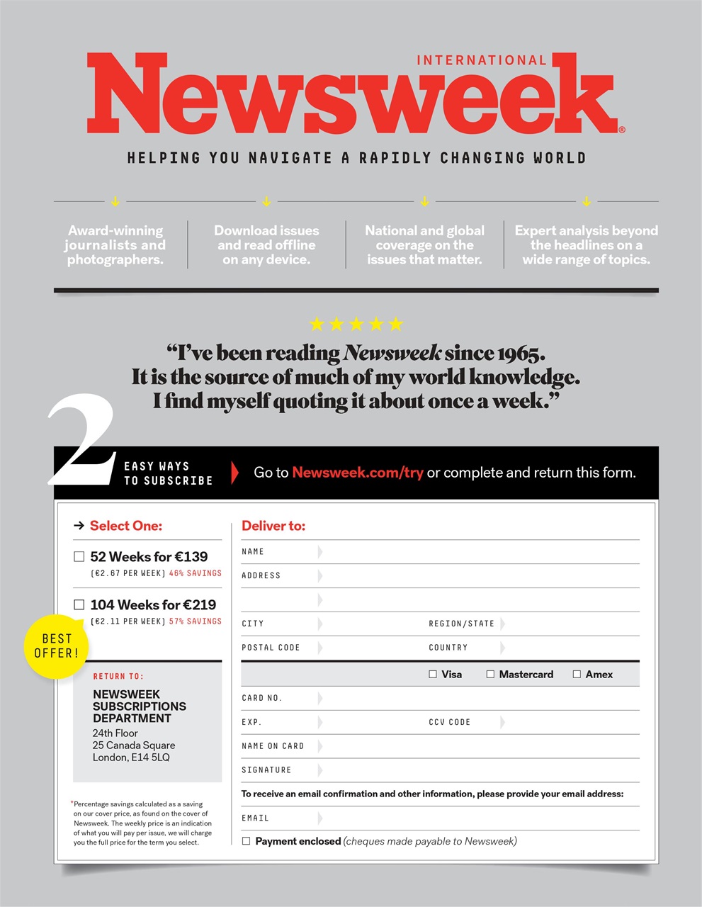 Newsweek International Magazine - 28th December 2018 Back Issue