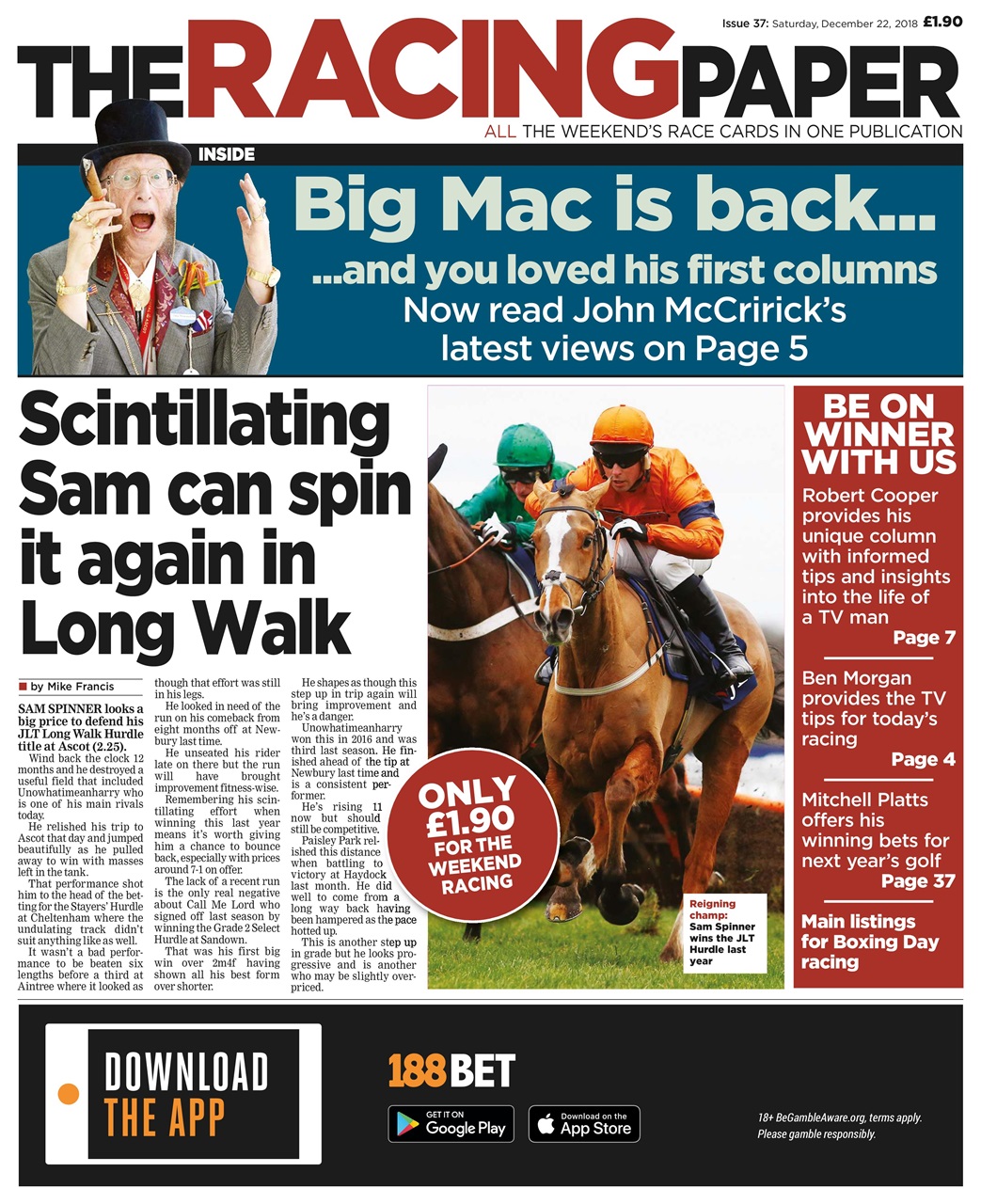 The Racing Paper Magazine - 22nd December 2018 Back Issue