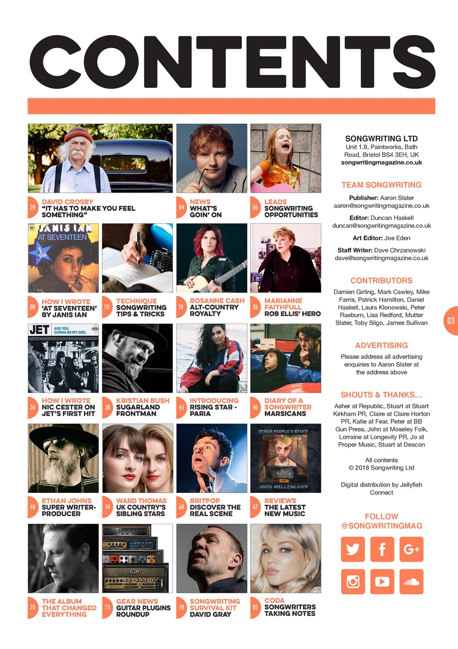 Songwriting Magazine - Winter 2018 Back Issue