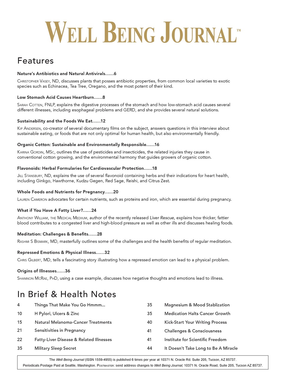 Well Being Journal Magazine - Mar/Apr 2019 Back Issue