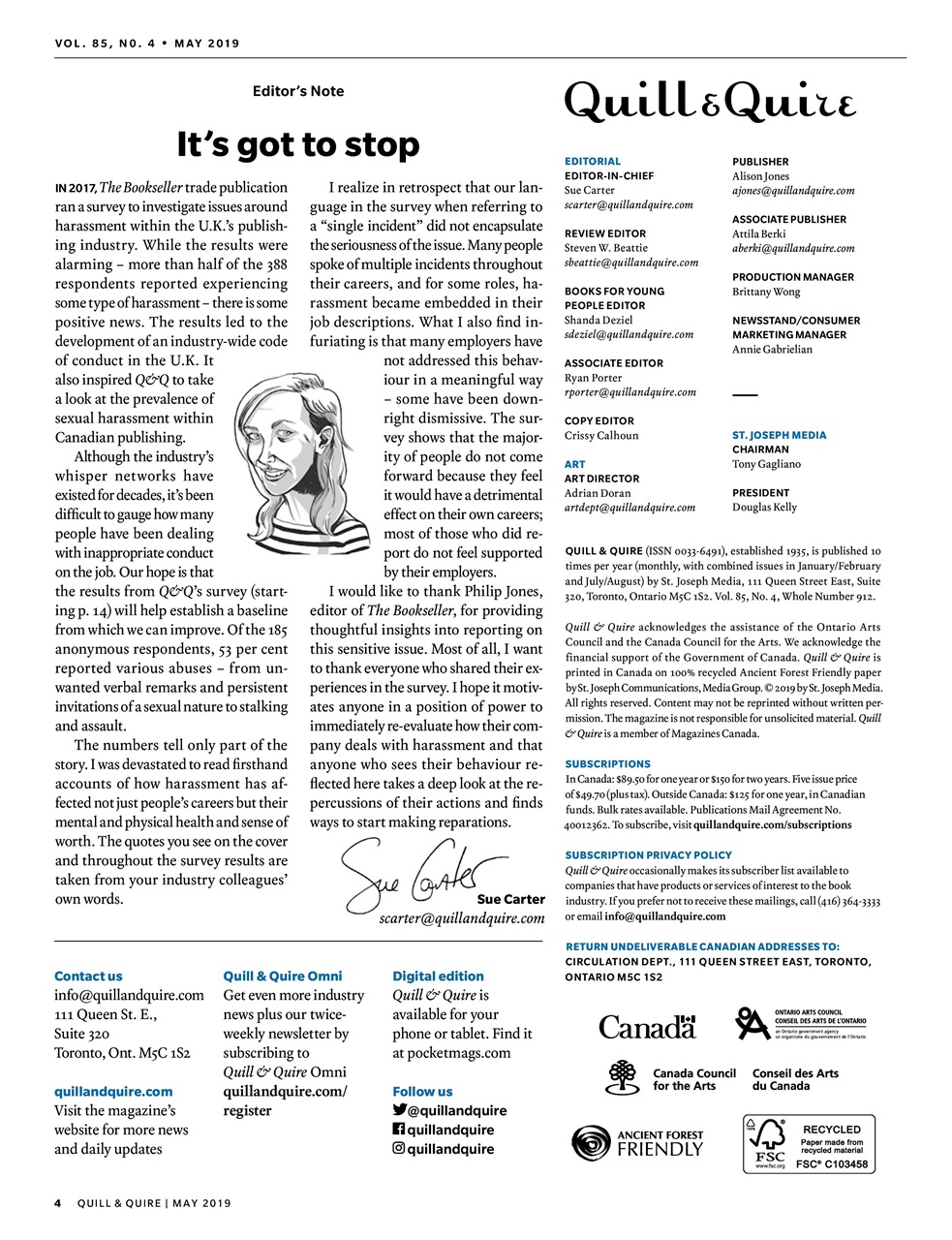 Quill & Quire Magazine - May 2019 Back Issue