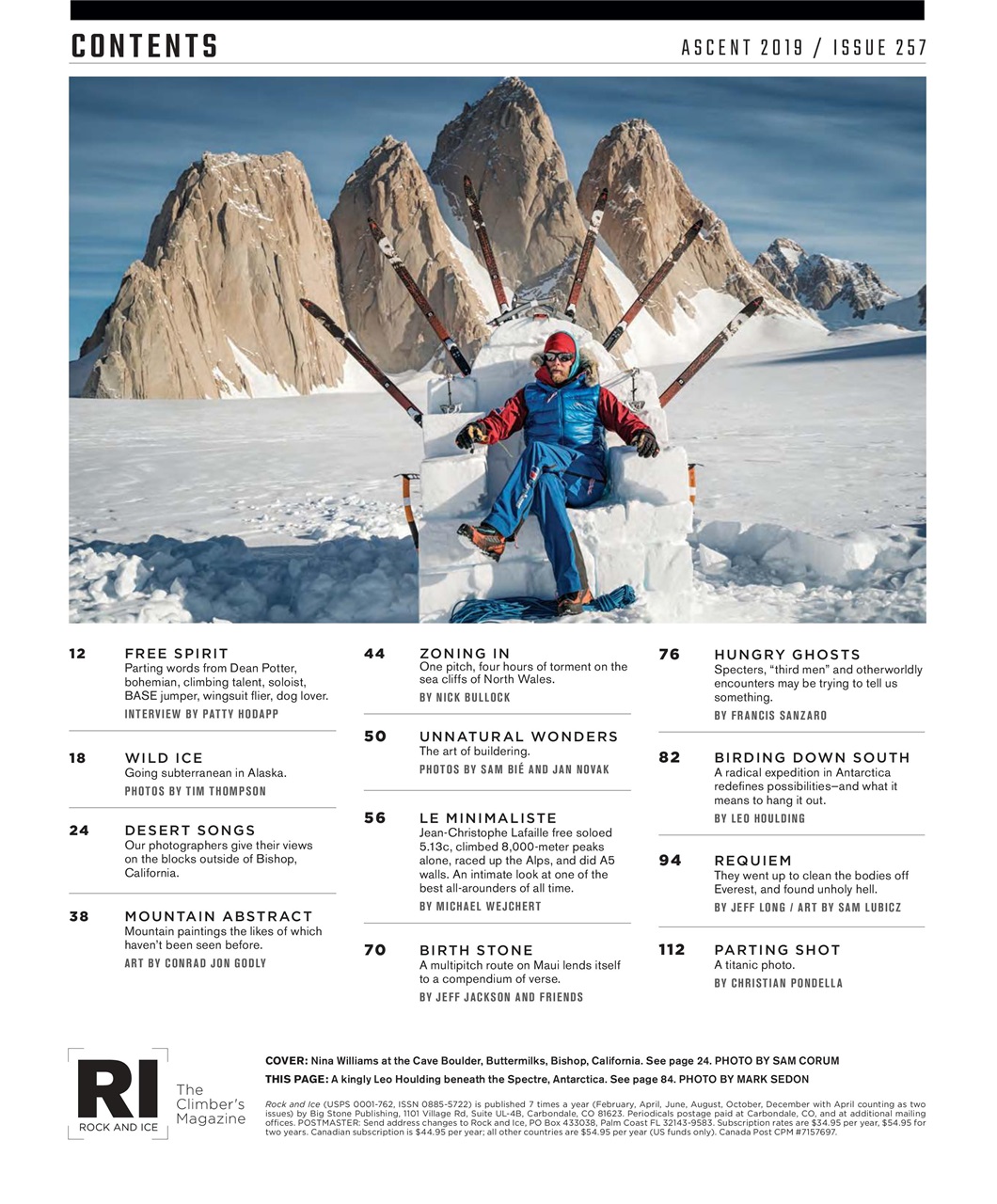 Rock and Ice Magazine - Ascent 2019 Back Issue