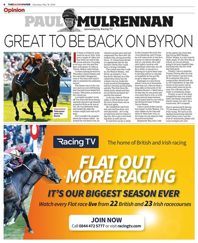 The Racing Paper Magazine - 18/05/2019 Back Issue