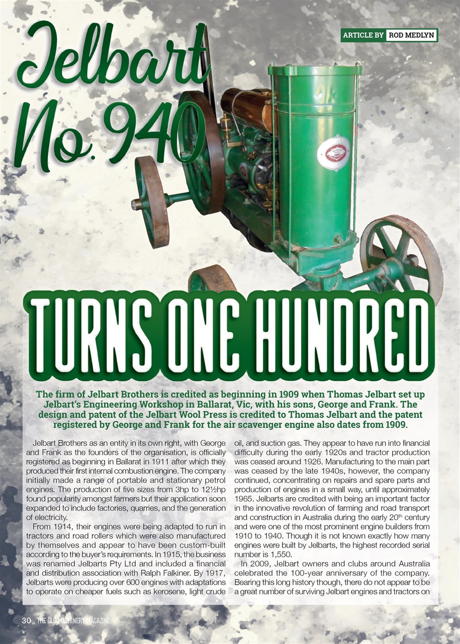 The Old Machinery Magazine - Aug - Sep 2019 Back Issue