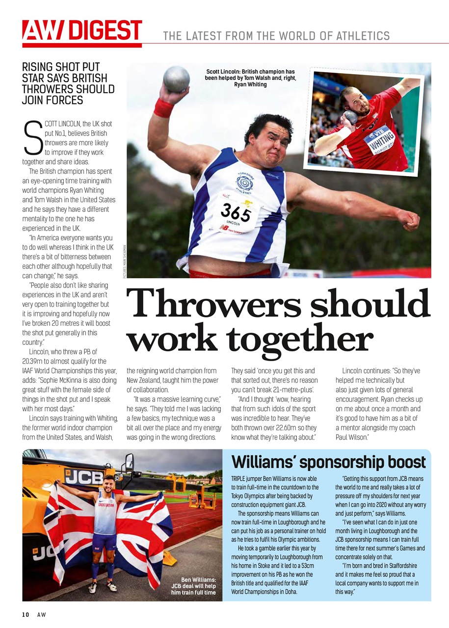 AW – Athletics Weekly Magazine - Sept 19 2019 Back Issue